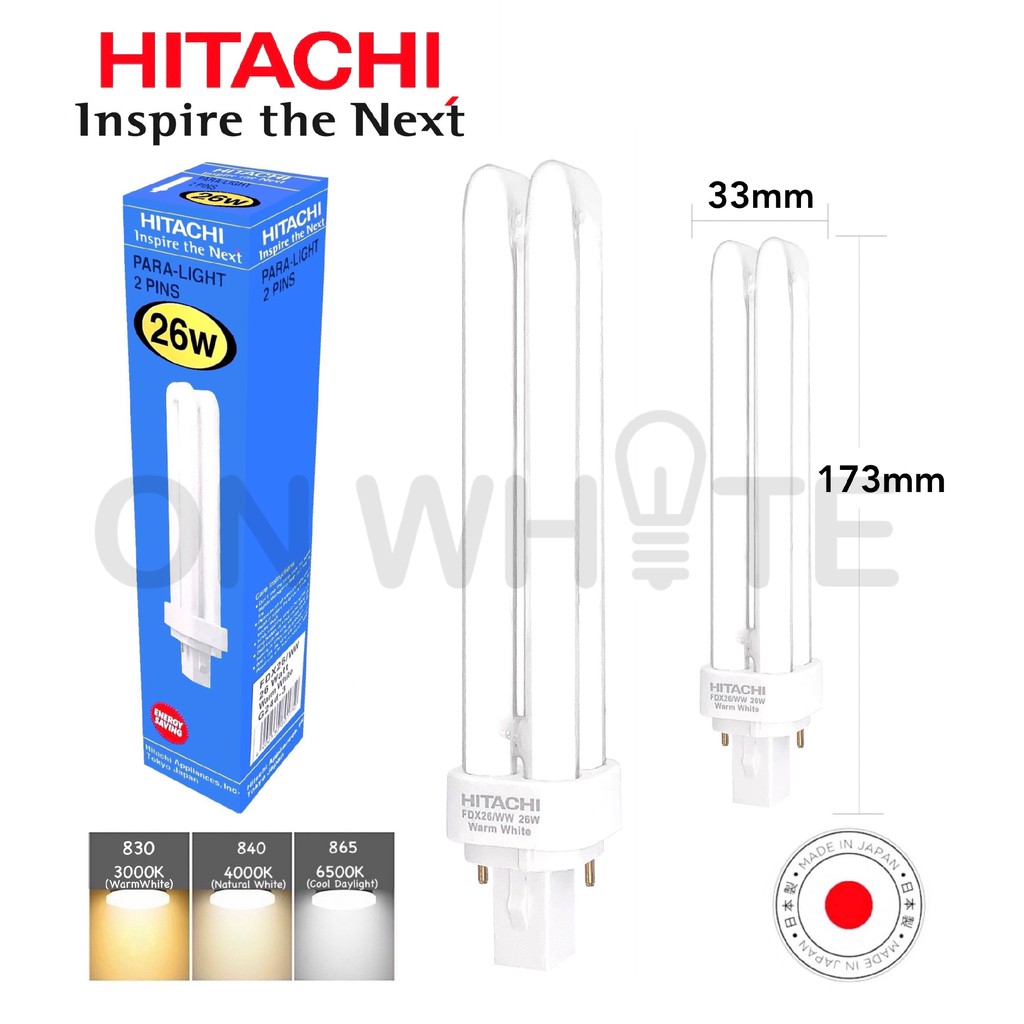 HITACHI🇯🇵 PLC 26W 2Pin 830/840/865 G24q-2 WarmWhite / CoolWhite / Cool ...
