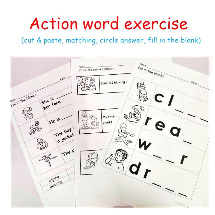 CL001- Softcopy PDF - English Worksheet/ Action Word Exercise PDF ...