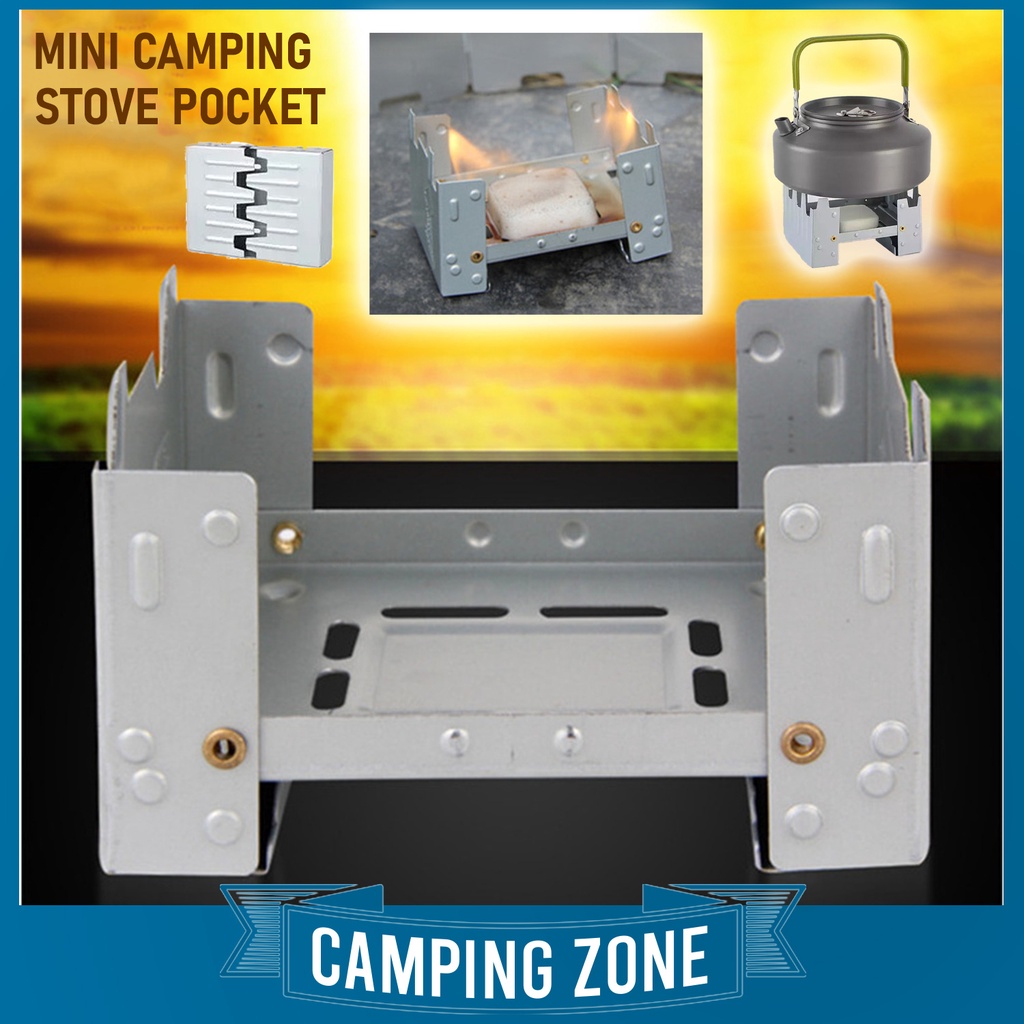 TABLET MINI CAMPING POCKET STOVE Portable Foldable Alcohol Wax Stove ...