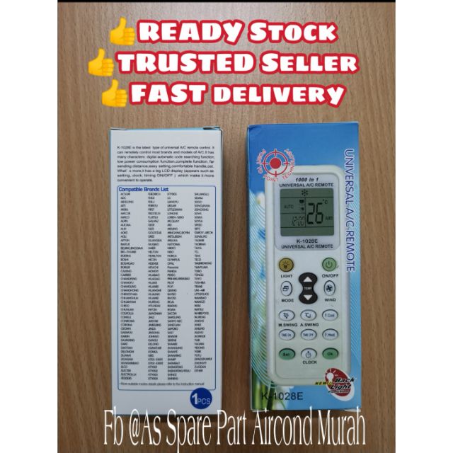 Remote Aircond Universal K1028E Air Condition Remote LCD A/C Remote ...