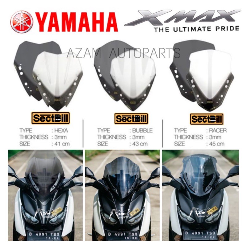 YAMAHA XMAX SECTBILL VISOR WINDSHIELD HEXA / BUBBLE / RACER IN CLEAR ...