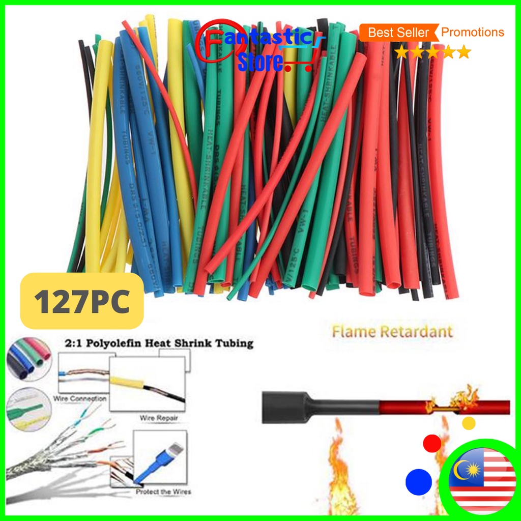 ready stock 127pcs Heat Shrink Insulation Shrinkable Tubing Wire Cable ...