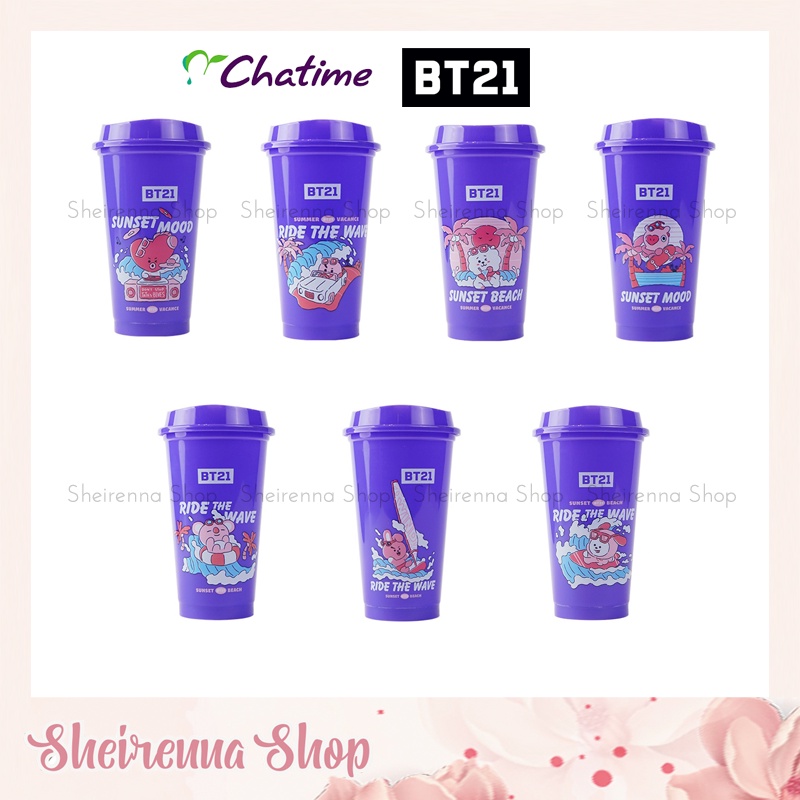 Reusable Cup Chatime X BT21 Summer Time 2022 | Chatime X BTS 7 Cup ...
