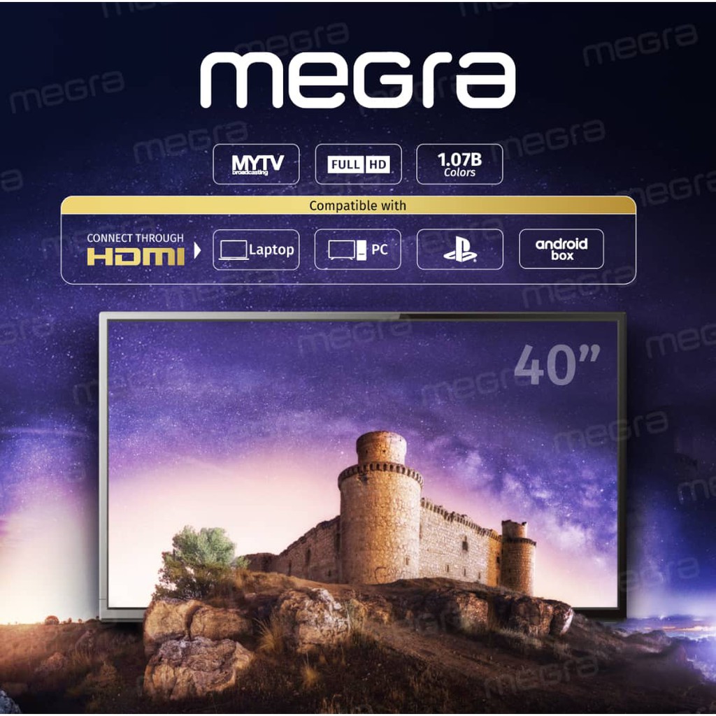 40 INCH MEGRA LED TV FULL HD 1.07Billion Colors with DVBT2 | Shopee ...