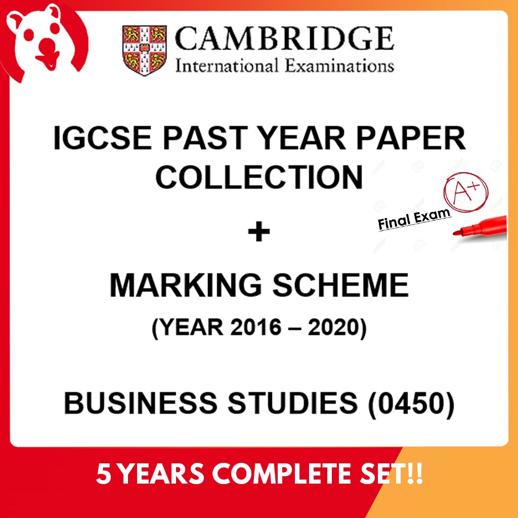 BUSINESS STUDIES - IGCSE past year paper collection with marking scheme ...