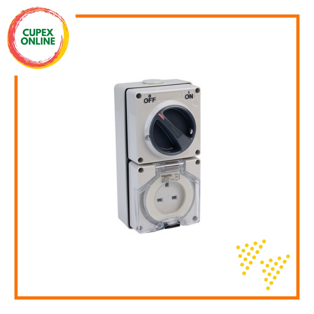 [S56C313GY] Schneider Electric S56 13A Switched Socket 250V IP66 Grey ...