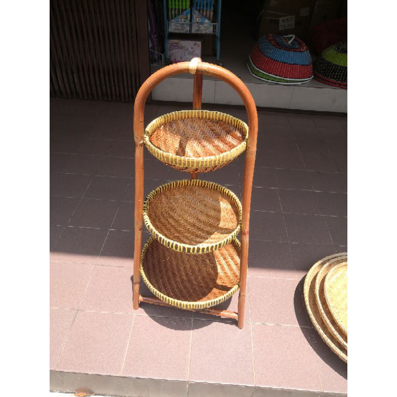 [Produk Local] Rak Bawang 3 Tingkat Buluh Rotan Rattan Kitchen ...