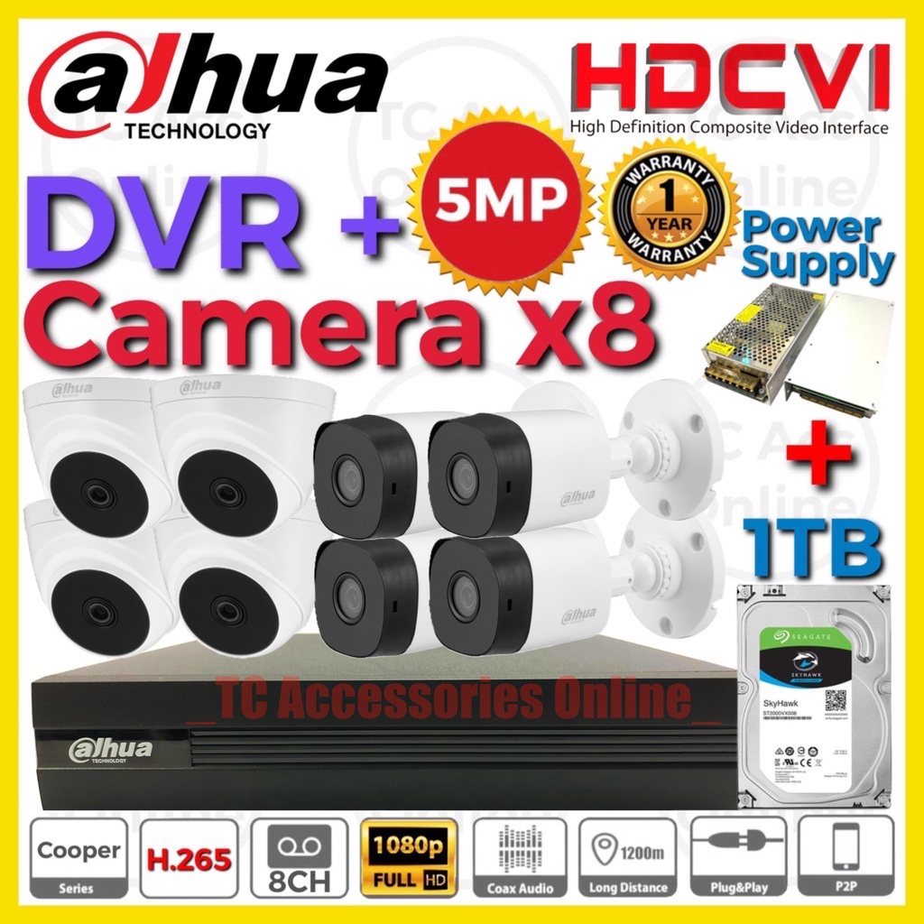 DAHUA 🌟8-CHANNEL🌟 5MP 5M-N Full HD 1080P CCTV 5.0MP 8CH DVR + Camera ...