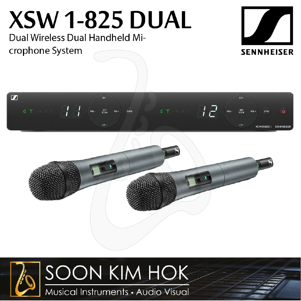 SENNHEISER XSW 1-825 DUAL Dual Wireless Dual Handheld Microphone System ...