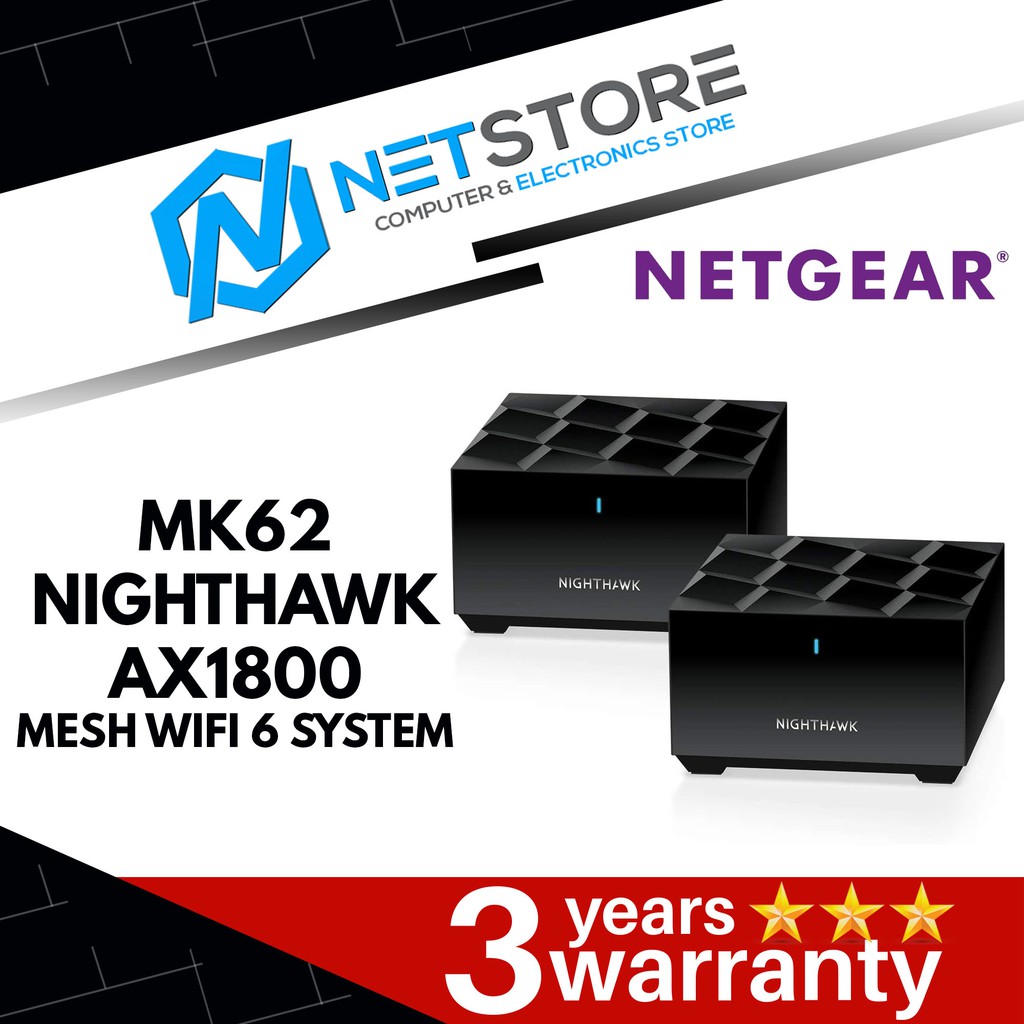 NETGEAR Nighthawk Whole Home Mesh WiFi 6 System (MK62) - AX1800 Router ...