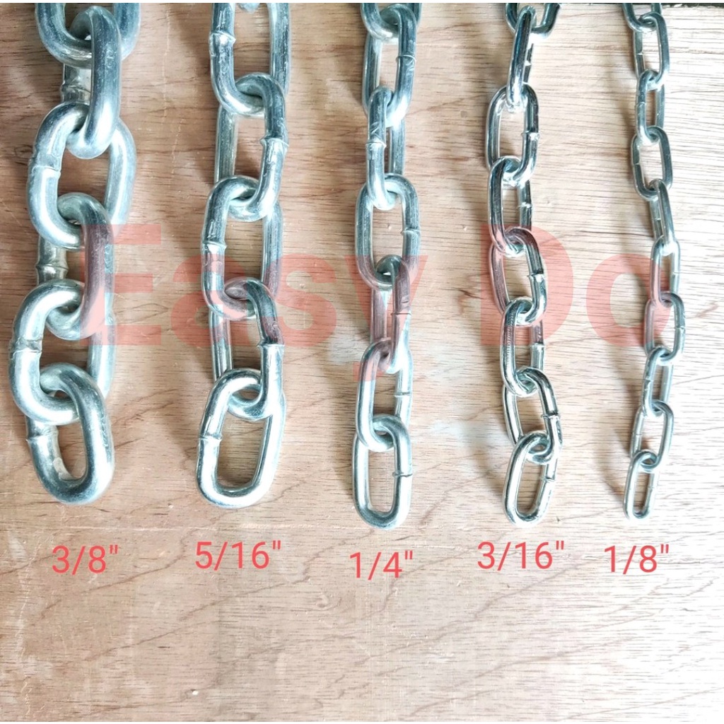 Galvanized Iron Link Chain Rantai Besi 3/16"(3.2MM), 1/4"(6MM), 5/16 ...
