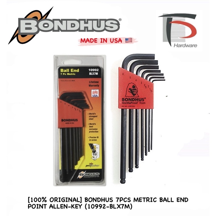 [100% ORIGINAL] BONDHUS 7PCS METRIC BALL END POINT ALLEN-KEY (10992 ...