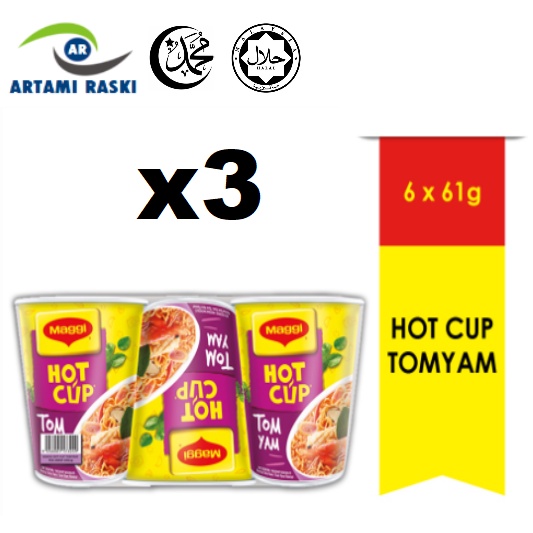 🔥MEGA SALE🔥MAGGI Hot Cup Tom Yam (61g x 6 Cups x 3 Packets) | Shopee Malaysia