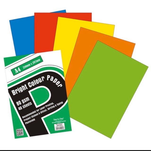 SBS 0025 A4 80Gsm Bright Colour Paper 40 Sheets (4 Mix Colours ...