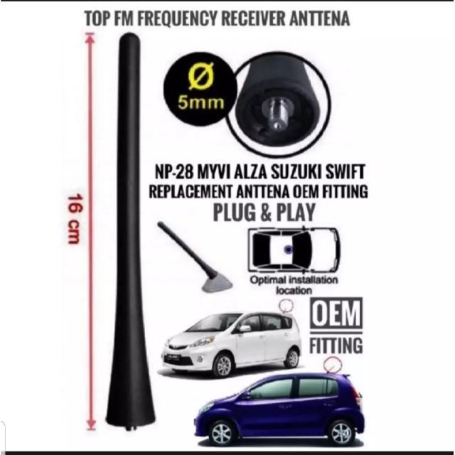 Car Replacement Antenna Mast AM/FM NP-28 For Proton Honda/Toyota/Perodua/Nissan Myvi / Vios/Waja ...