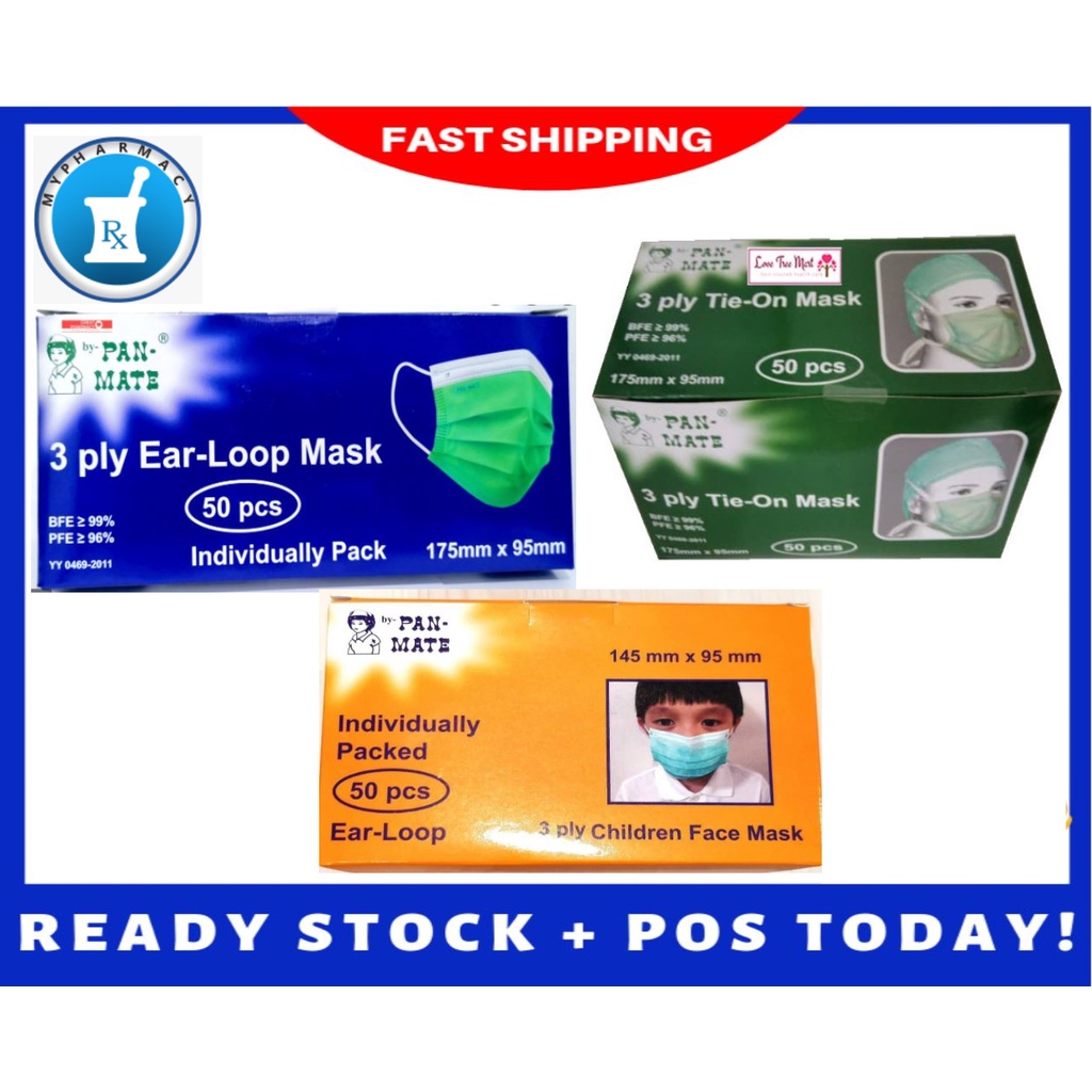 PAN-MATE MASK ADULT / CHILD [EARLOOP/TIE-ON] 50'S | Shopee Malaysia