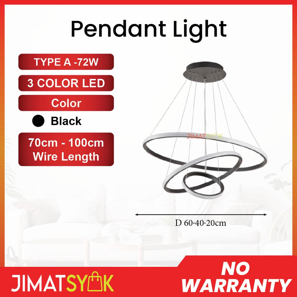 Acrylic Ring Designer Light 3 Color Round Pendant Light LED Chandelier ...