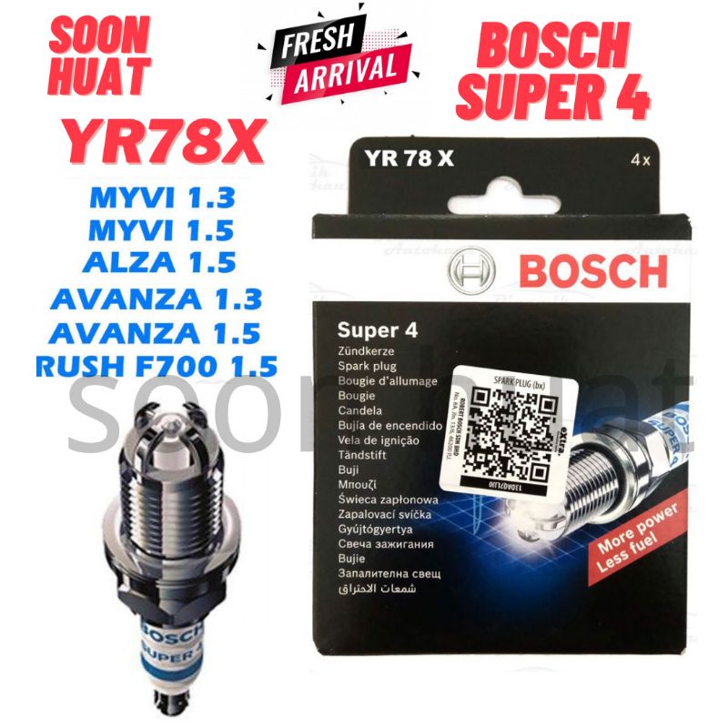 YR78X oringinal bosch super 4 spark plug myvi 2008 alza 2009 toyota avanza 2007 | Shopee Malaysia