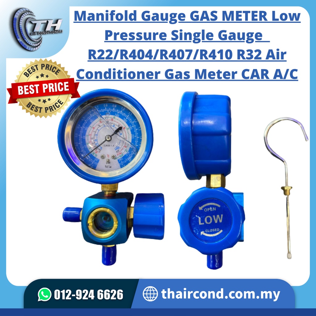Manifold Gauge GAS METER Low Pressure Single Gauge R22/R404/R407/R410 R32 Air Conditioner Gas ...