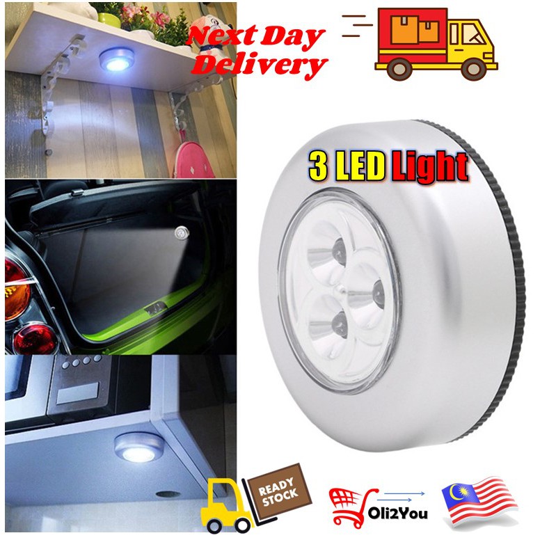 LED Push Touch Lamp Kitchen Mini Light Car Cabinet Closet Night Wall ...