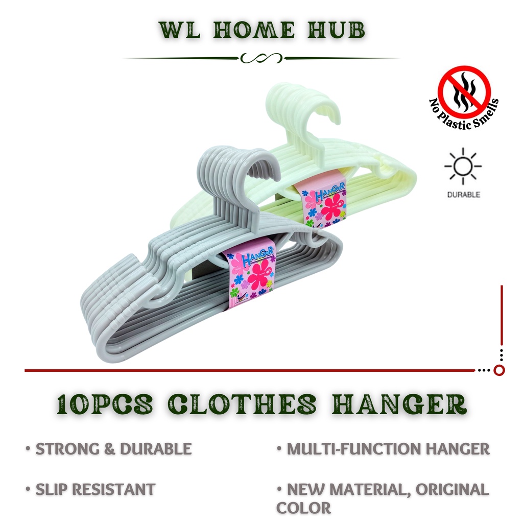 Clothes Hanger 1CM Thick [10 PCS] Extra Durable Long Lasting Tahan ...