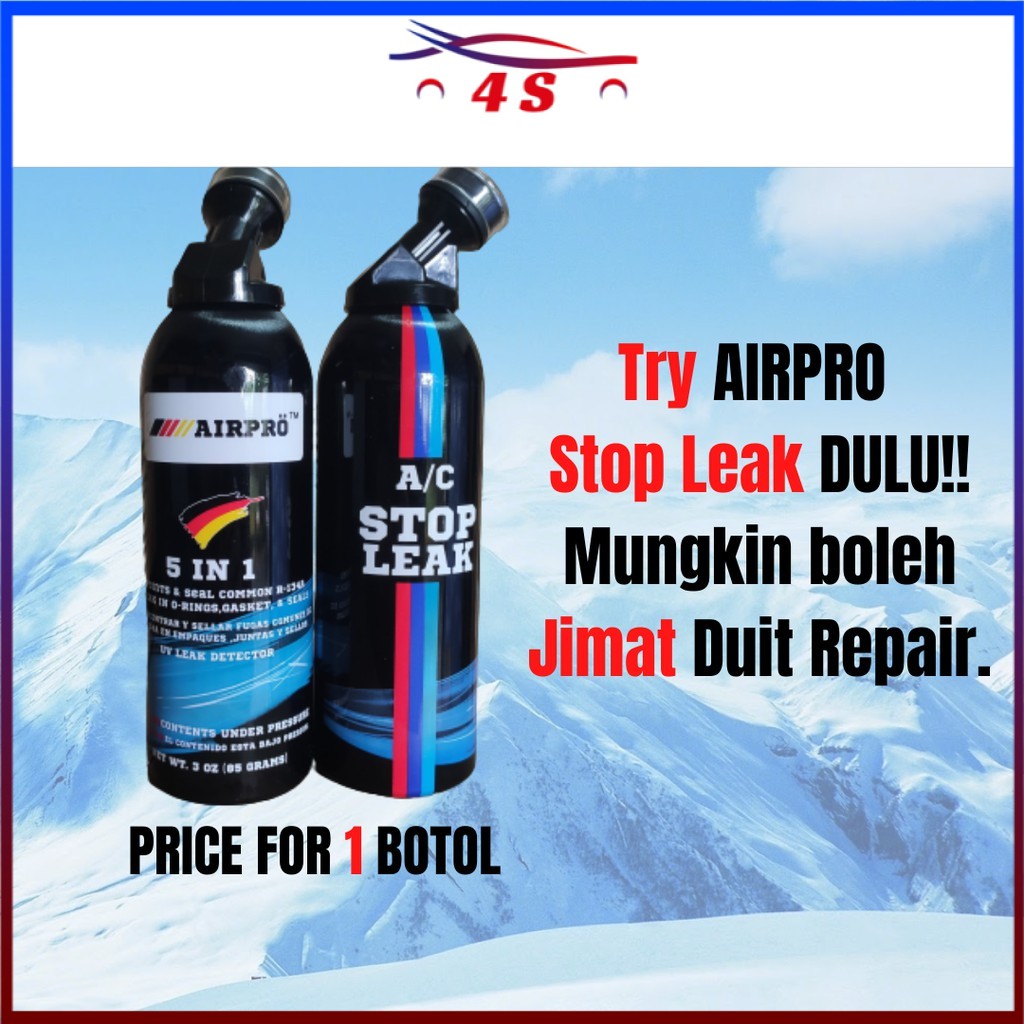 5 IN 1 AIR COND STOP LEAK CAR R134 DIY AIR COND TOP UP R134A COMPRESSOR ...