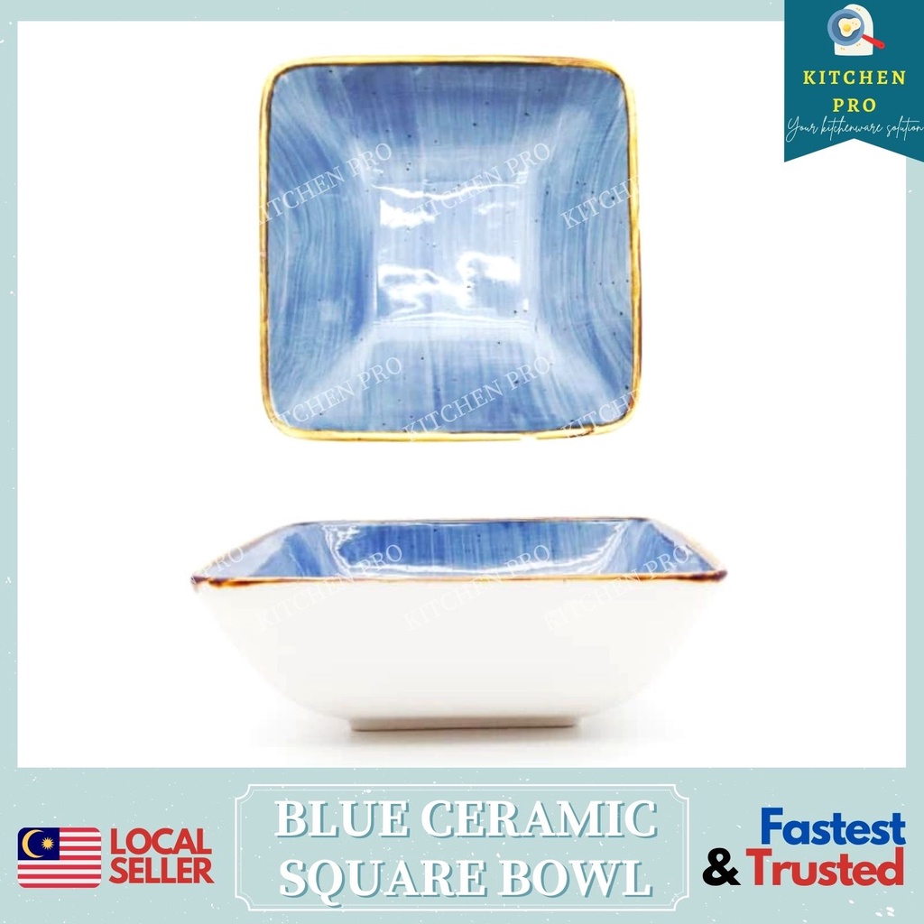 𝐊𝐈𝐓𝐂𝐇𝐄𝐍 𝐏𝐑𝐎 | Blue Porcelain Square Dinner Salad Deep Bowl / Nordic ...