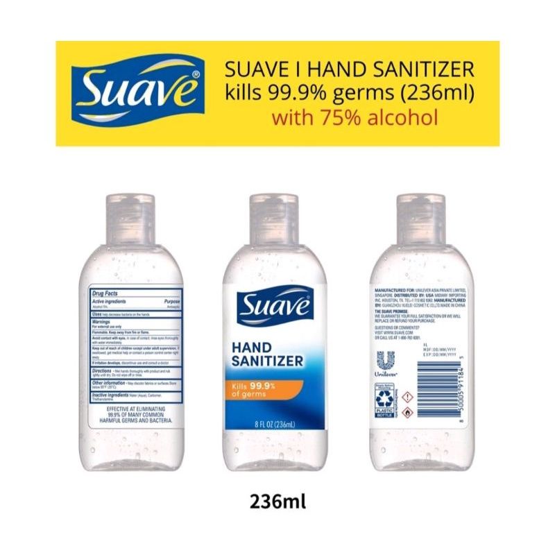 SUAVE Unilever Hand Sanitizer (236ml) | Shopee Malaysia
