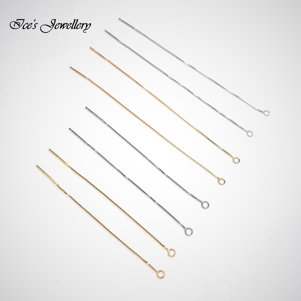 S925 Sterling Silver DIY Multipurpose Box Chain Line Earrings adjustable length 【S925 ...