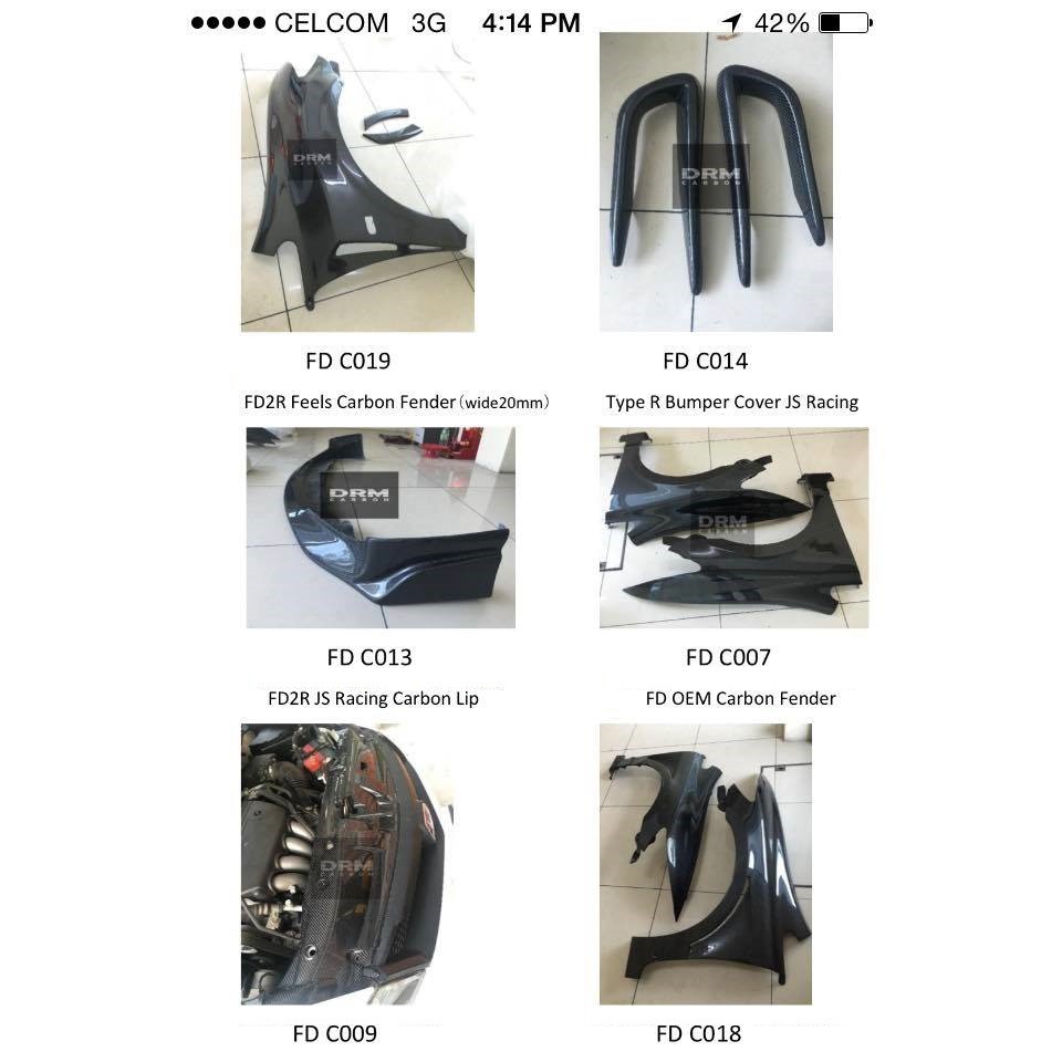 Honda Civic FD FD2R Carbon Fiber Feels OEM JS Racing Side Fender front ...