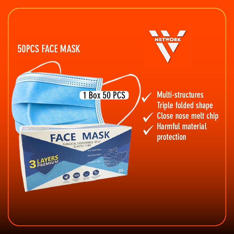 IV Network 🔥READY STOCK🔥 😷50PCS FACE MASK SURGICAL DISPOSABLE - 3P ...
