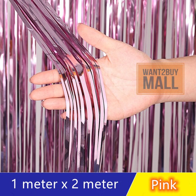 🇲🇾 🏆 Foil Rain Curtain Metallic Birthday Wedding Balloon Festival Wall ...
