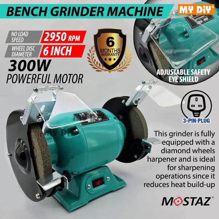 MYDIYHOMEDEPOT -KWSIC / MOSTAZ 6 INCH BENCH GRINDER MACHINE POLISH ...