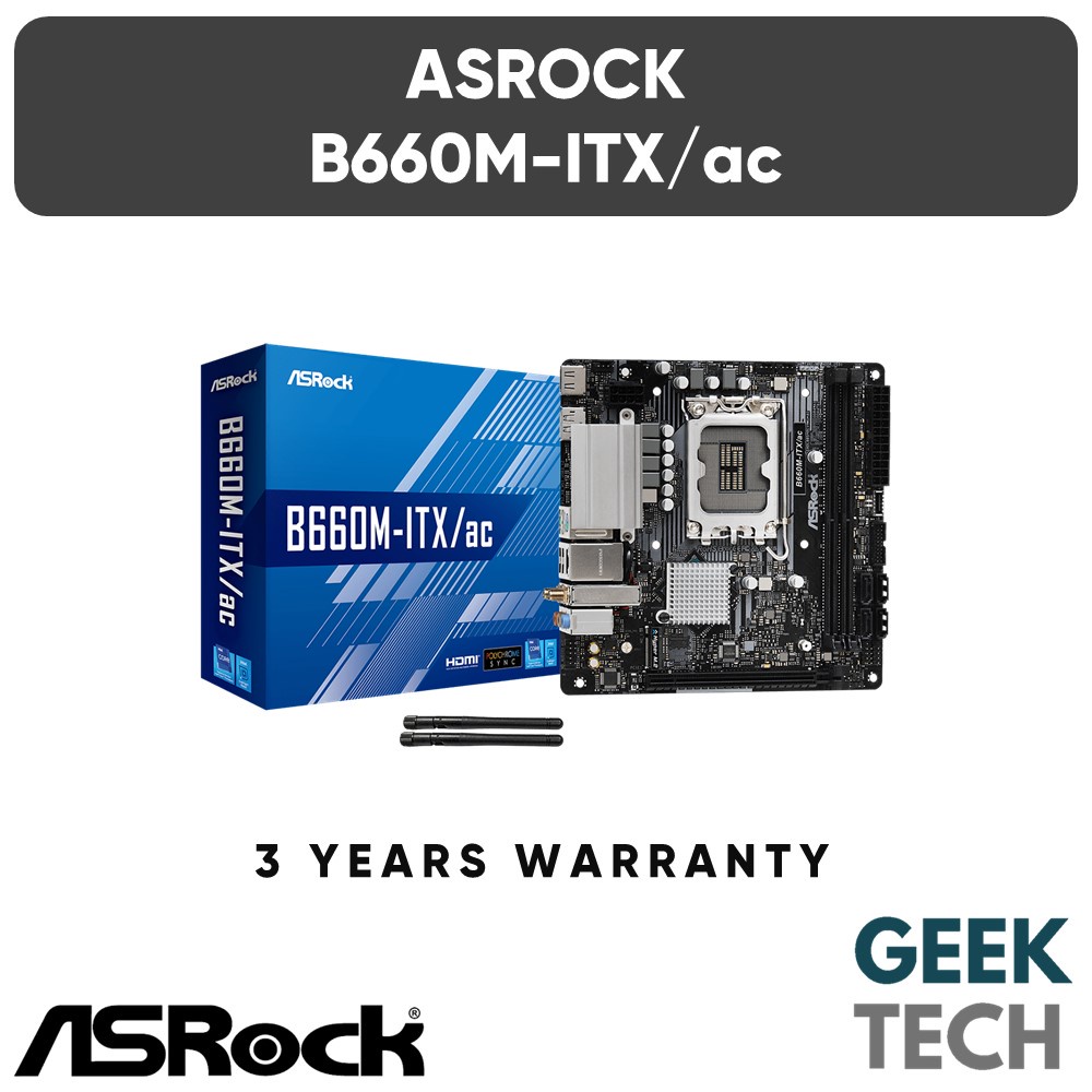 ASROCK B660M-ITX/ac Mini-ITX Motherboard - Support Intel 12th Gen LGA1700 Processor / DDR4 ...