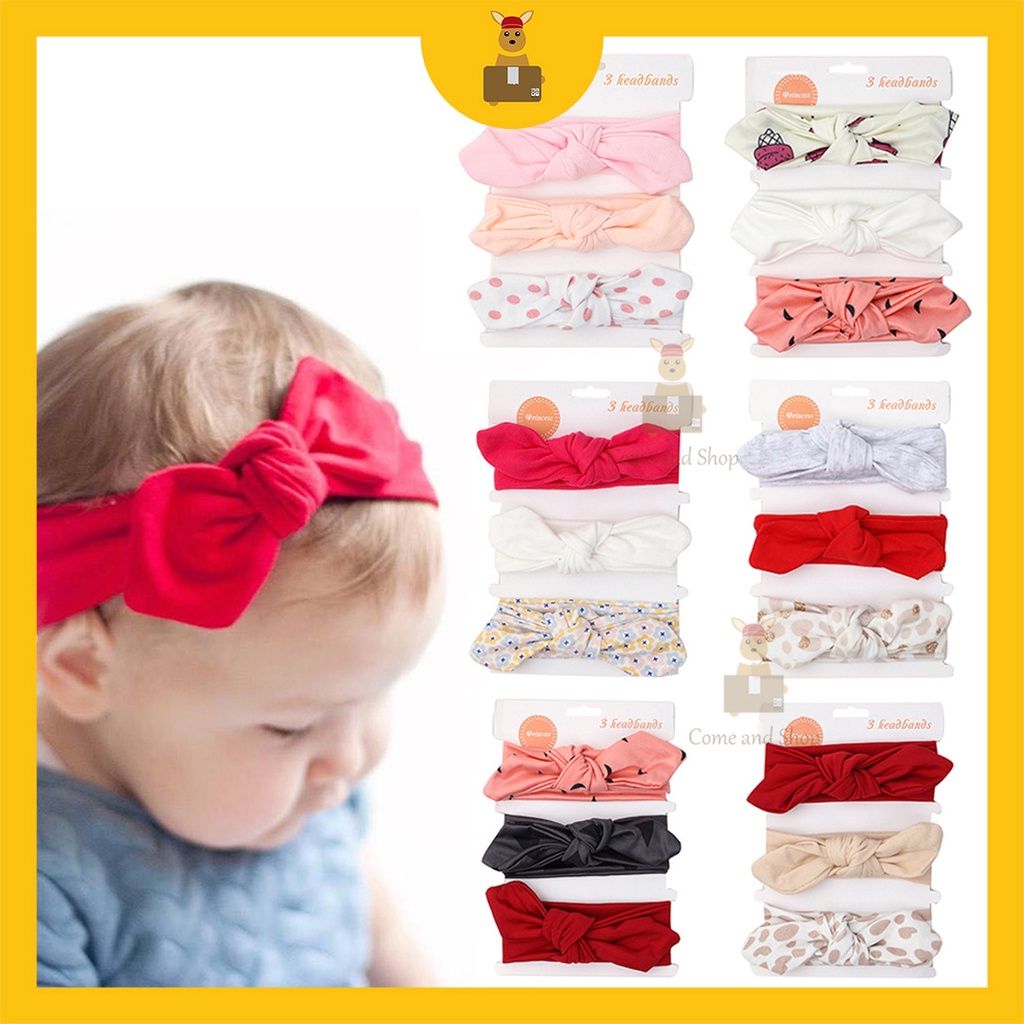 Baby Soft Headband 3Pcs Set Bows Infant Girls Hairband Cute Baby hair ...