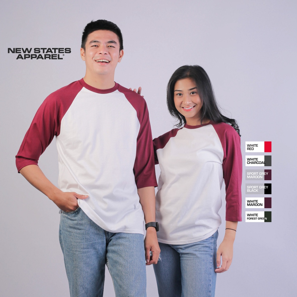 (Part1) Kaos Polos New States Apparel Raglan 3/4 7260 | Shopee Malaysia
