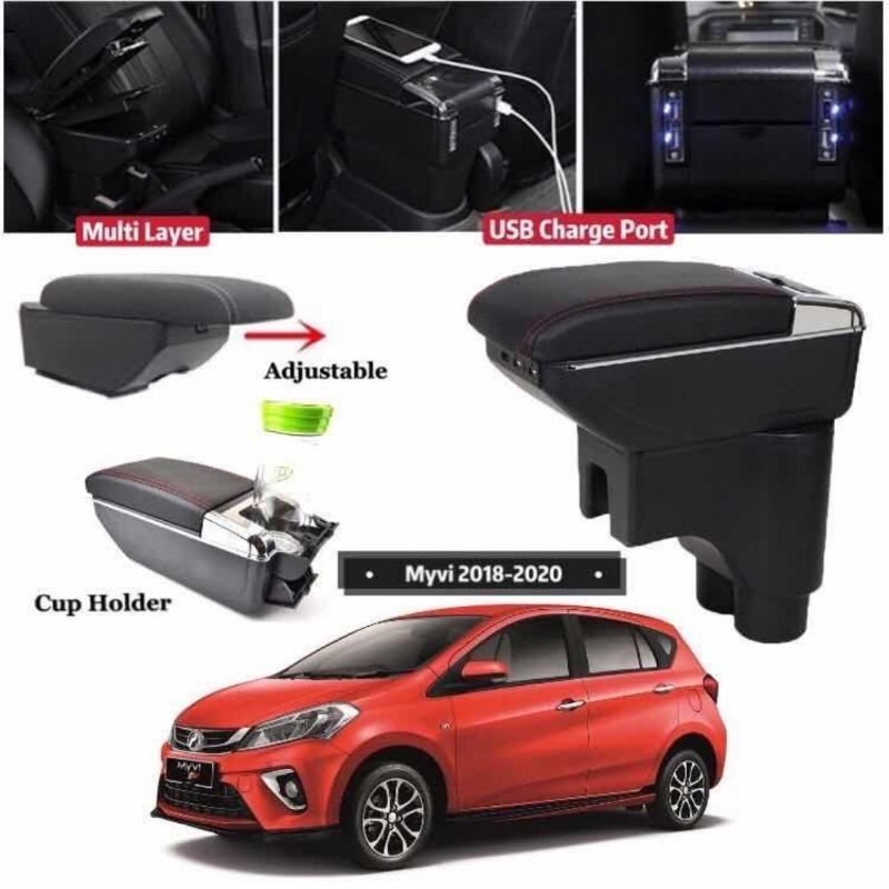 HOT ITEM🔥ReadyStock🔥Perodua Myvi Armrest 2018 (Non-USB)or (USB 1/2 ...
