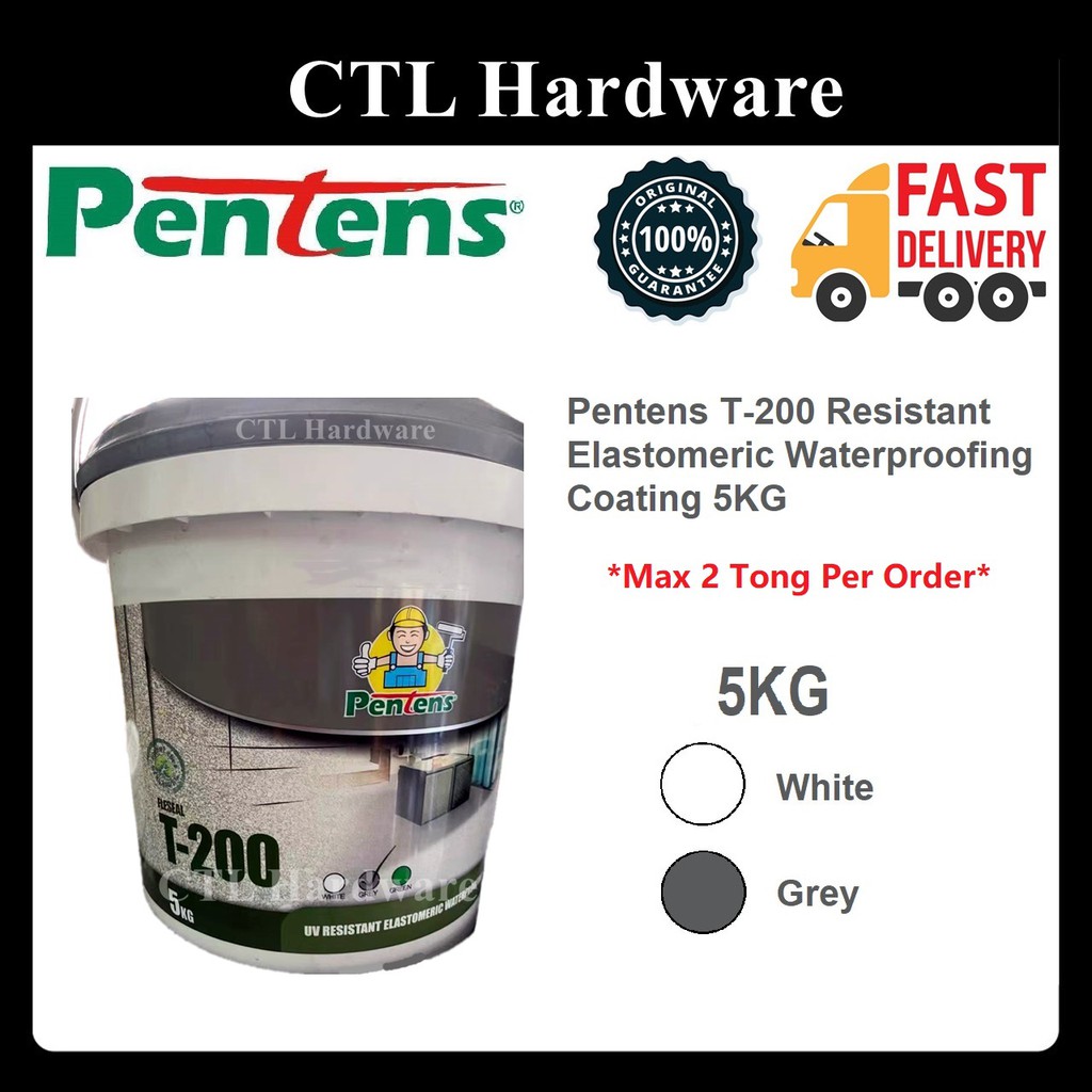 5KG Pentens T-200 Resistant Elastomeric Waterproofing Coating 5KG (t200 ...