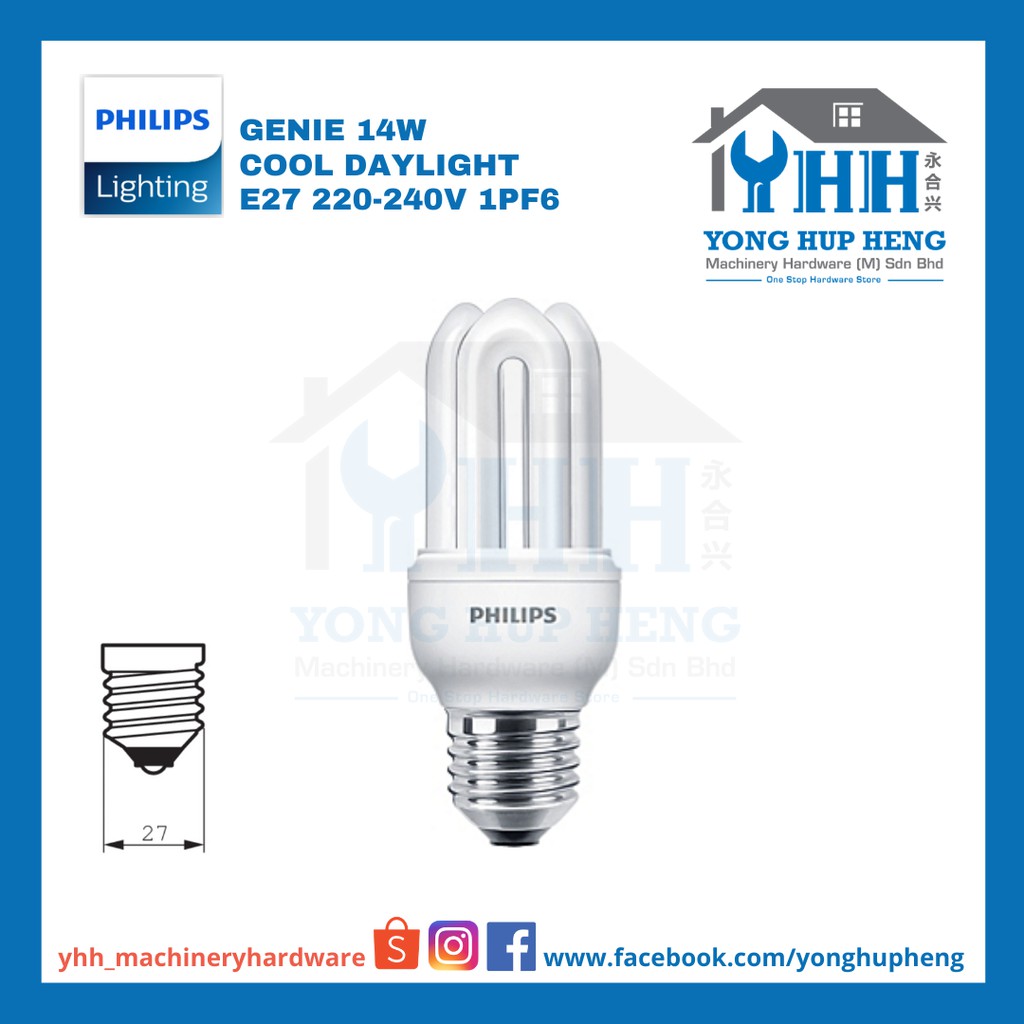 [PHILIPS] GENIE 14W COOL DAYLIGHT 6500K E27 220-240V | Shopee Malaysia