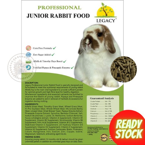 Legacy Professional Junior Rabbit Food Pellets 2kg (READY STOCK ...