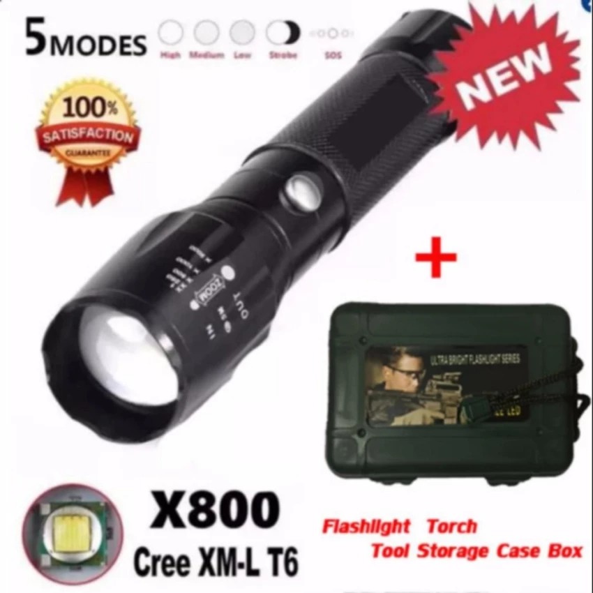 USA CREE T6 LED Torch Torches Rechargeable Waterproof Zoomable ...