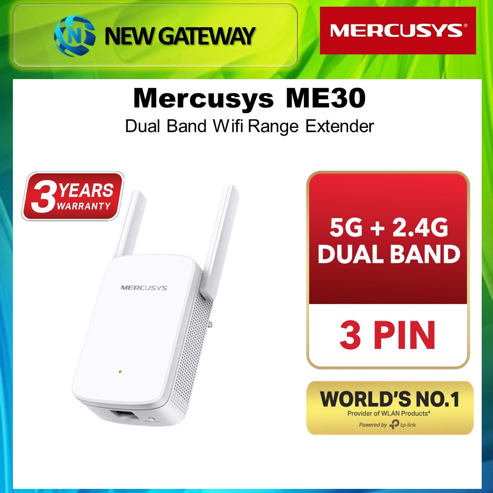 Mercusys ME30 AC1200( 2.4Ghz + 5Ghz ) Dual Band Wifi Range Extender ...