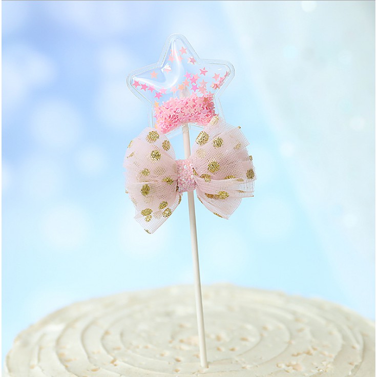 New Fairy PVC Cake Topper Pink Love Crown Stars Happy Birthday Cupcake ...