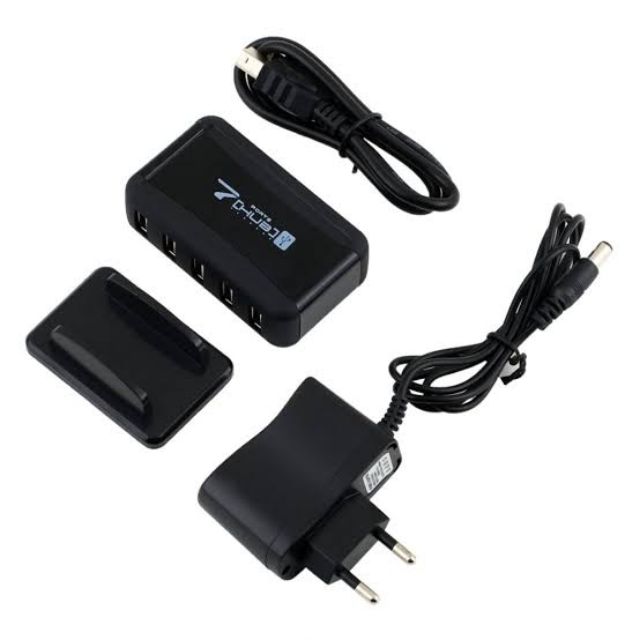 7 Port USB 2.0 480Mbps High Speed HUB + AC Power Supply for Laptops and ...