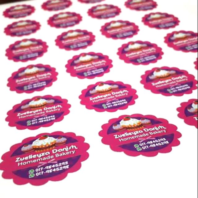Sticker Custom Label Bentuk Custom Full Colour Printing (100pcs/pack ...
