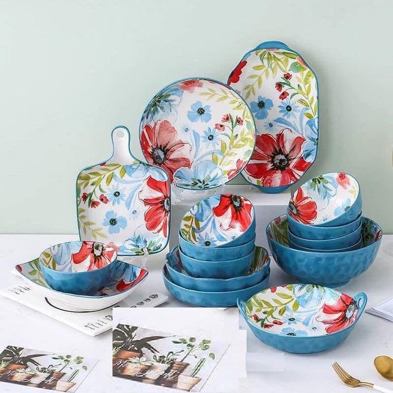 NORDIC LUXURY BOHEMIAN FLOWER CERAMIC TABLEWARE LOOSE SET PINGGAN ...