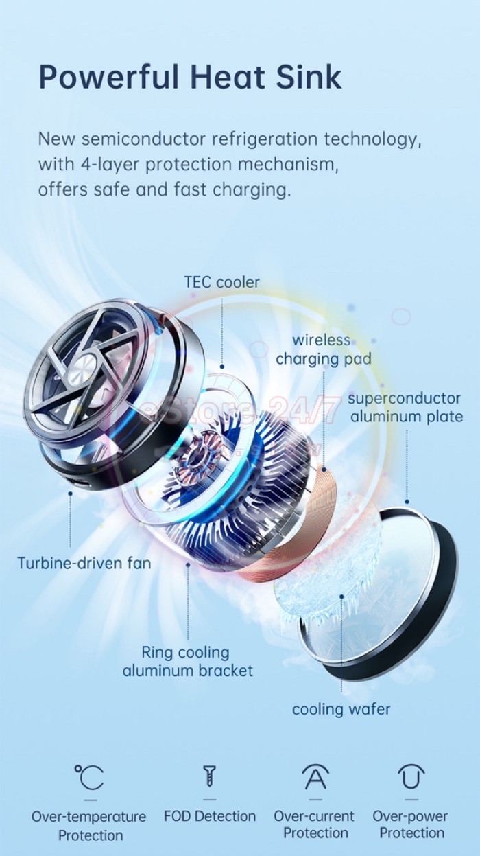 Mcdodo CH 2120 15W Magnetic Wireless Game Charger Mobile Phone Pad Cooling Fan Radiator Turbo ...