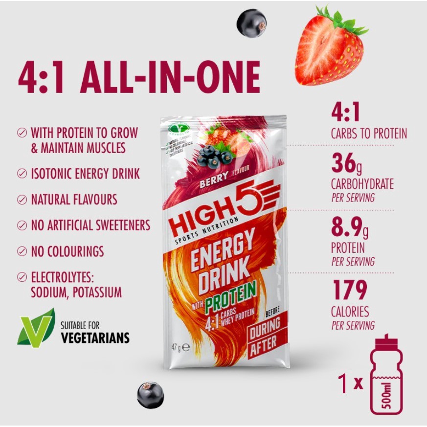 High5 Energy Drink Powder Sachet (Regular non-caffeine, caffeinated ...