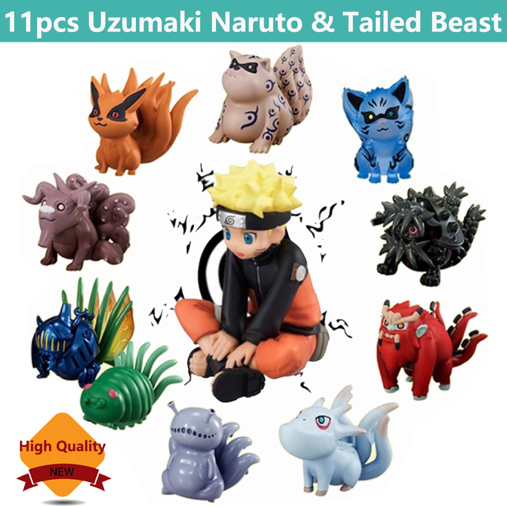 11pcs Uzumaki Naruto Action Figure Tailed Beast kyuubi Kurama Figure ...