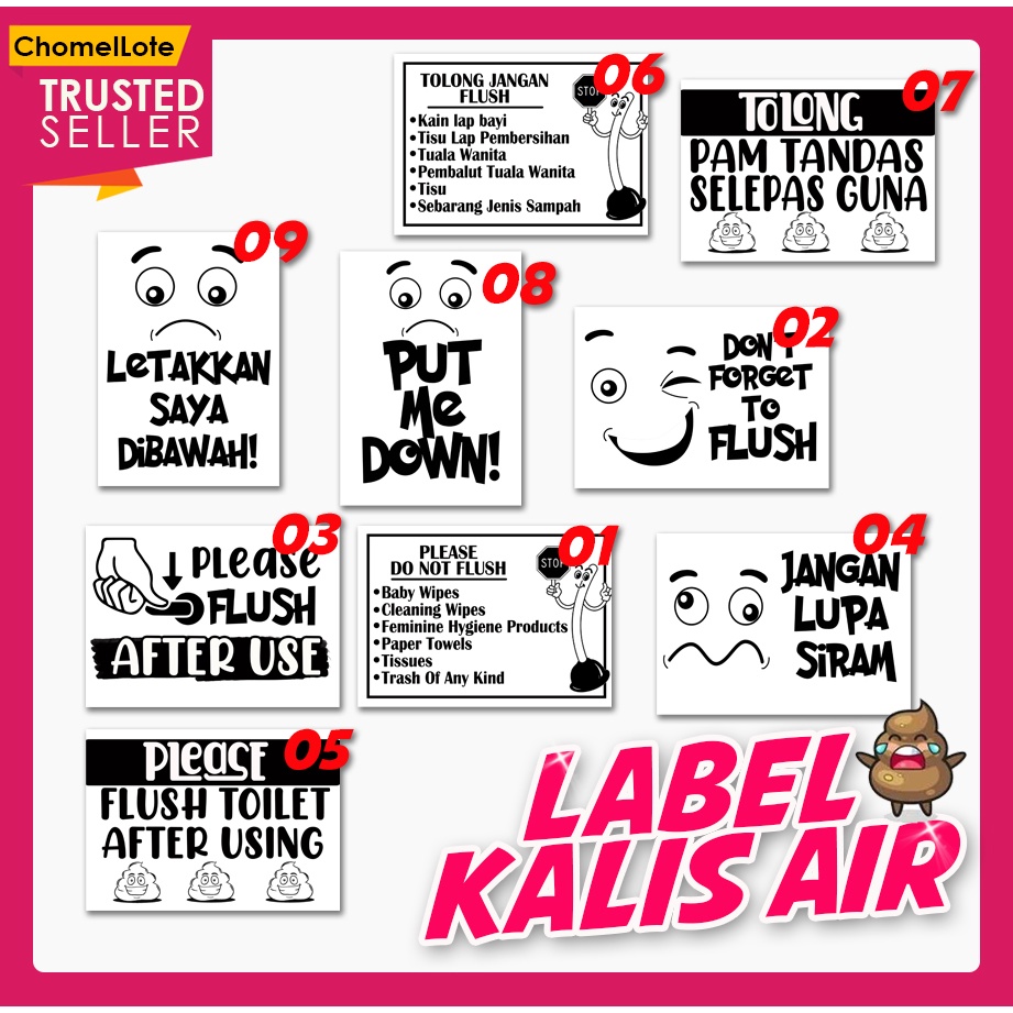 Sticker Tandas Waterproof, Toilet Sticker, Sticker Tandas, Toilet Sign ...